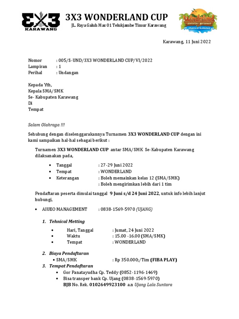 005 Surat Undangan Sma, SMK Wonderland Cup - 3 | PDF 005 Surat Undangan Sma, SMK Wonderland Cup - 3 | PDF