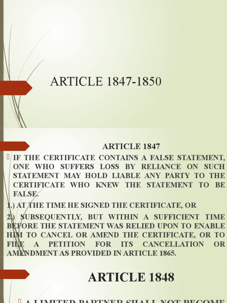 Article 1847-1850 | PDF