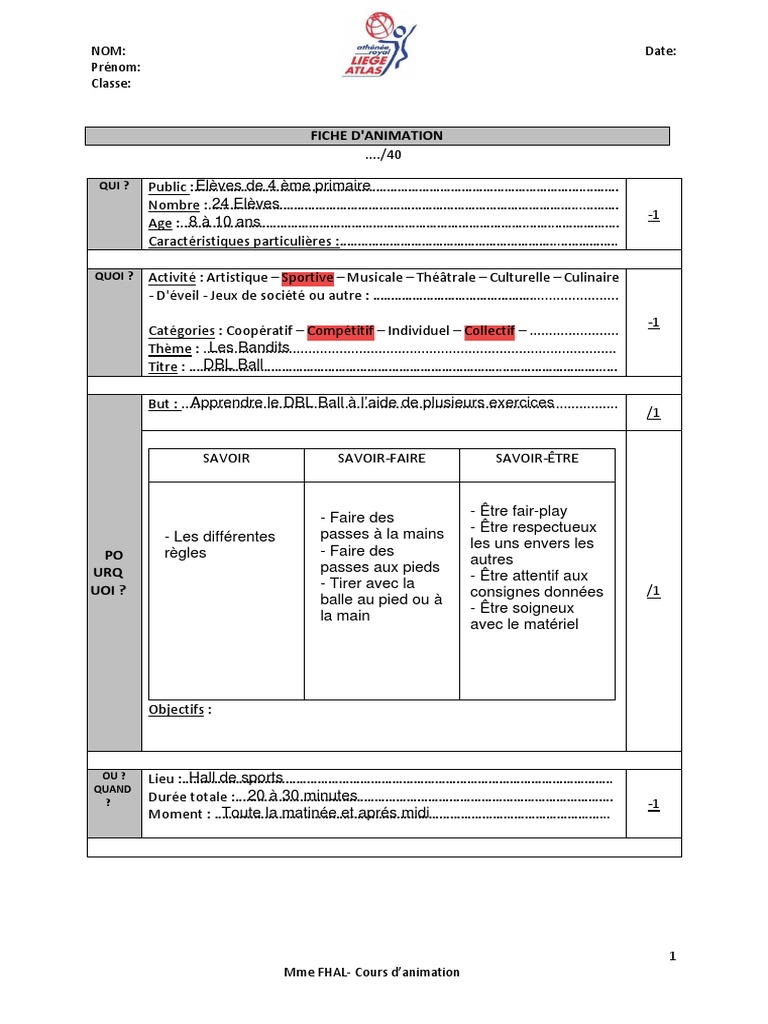 Fiche Animation Type | PDF