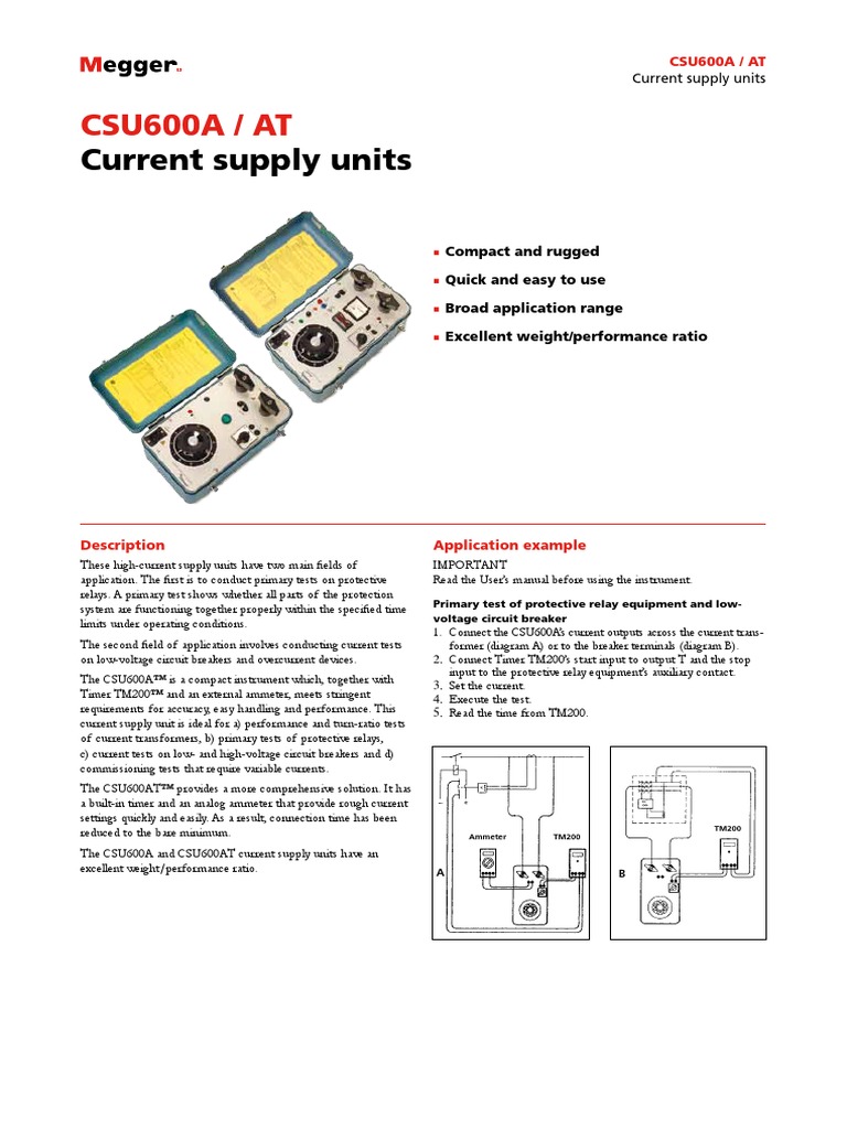 megger-csu600a-at_ds_en_v01 | PDF | Relay | Electricity