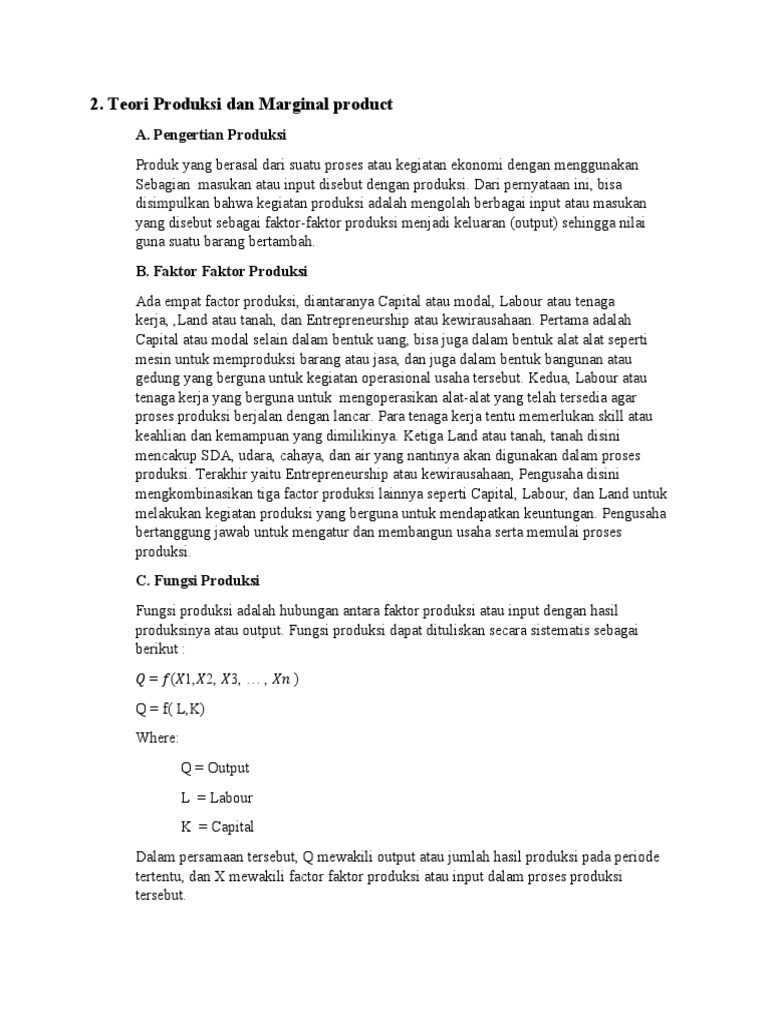 Teori Produksi Dan Max Profit | PDF