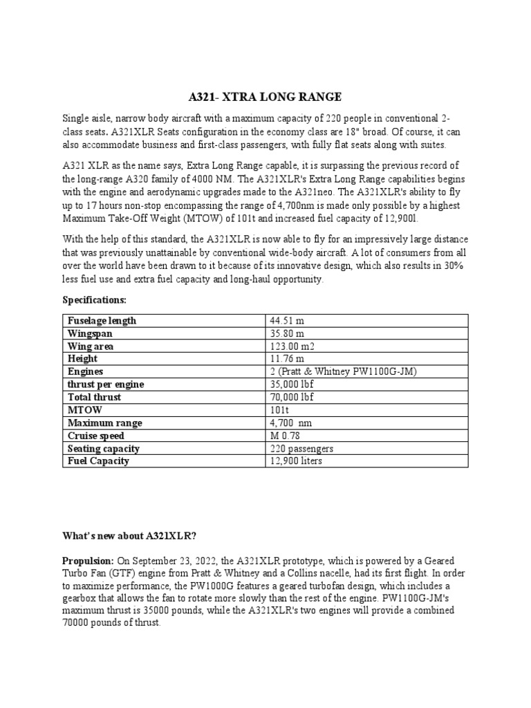 A321XLR Final | PDF | Jet Aircraft | Aerospace
