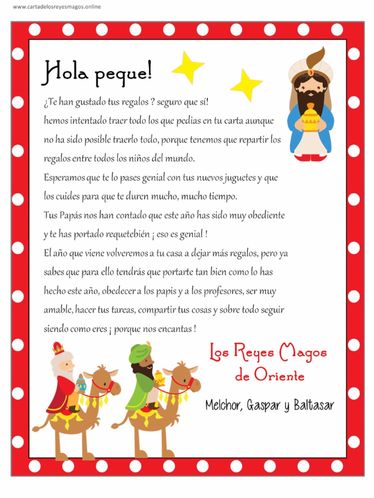 Carta de Los Reyes Magos A Los Ninos 1 | PDF