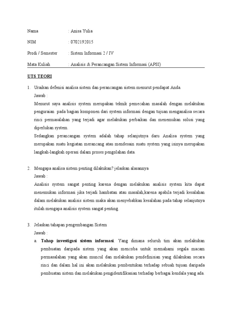 Uts Apsi Anisa Yulia 0702192015 | PDF