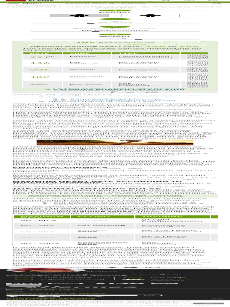Heart Rate Calculator Maximum Heart Rate & Training Pulse Zones | PDF ...