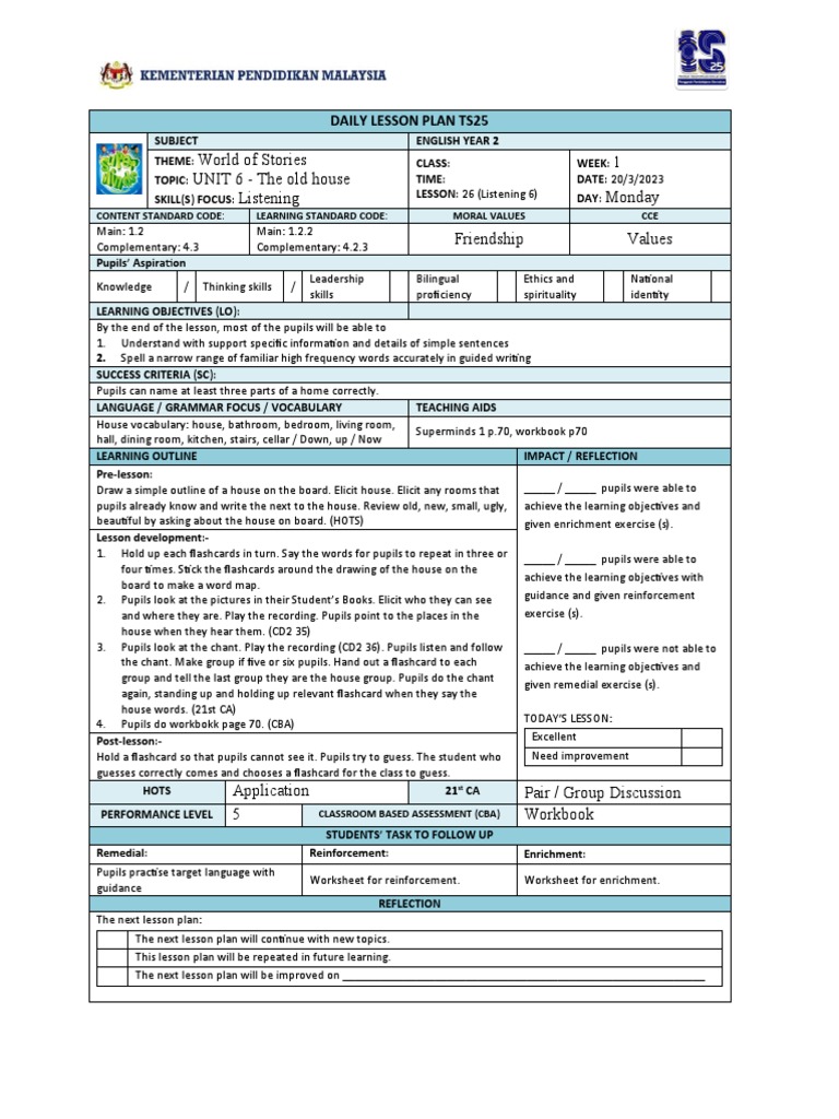10.3 BI Y2 LP TS25 (Unit 6 LP 26-55) | PDF | Lesson Plan | Learning