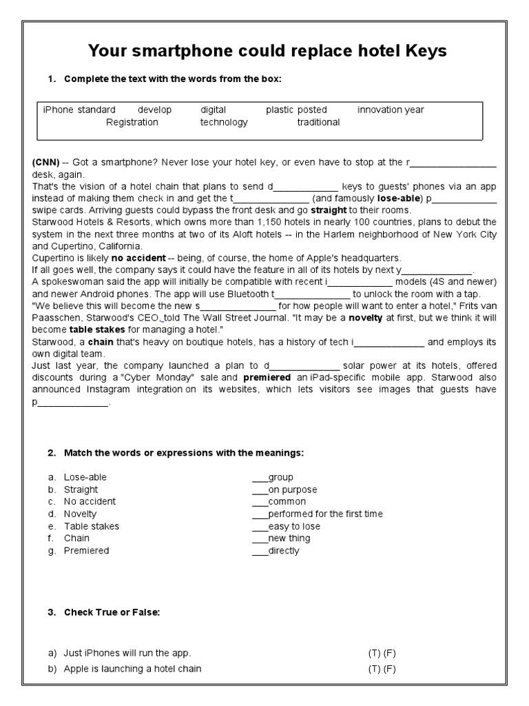 Technology Reading Comprehension Exercises 66034 | PDF | Smartphone | I ...