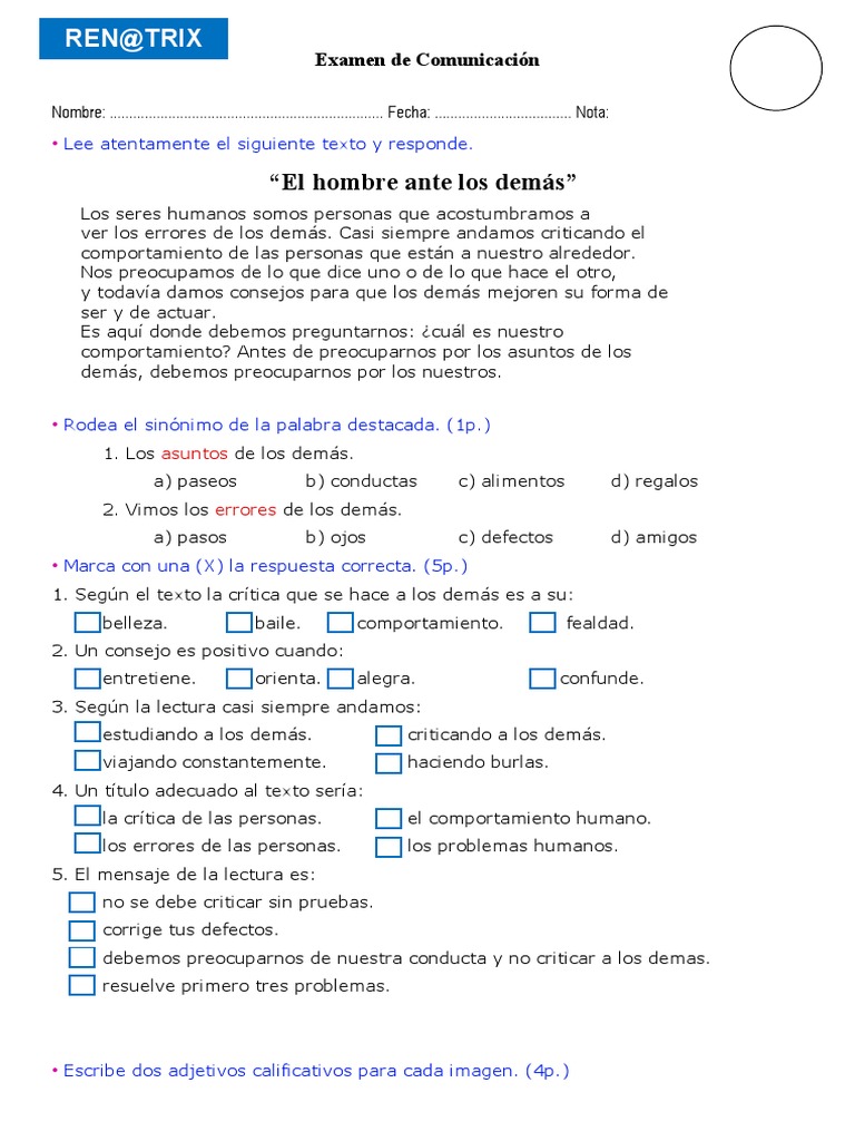 Examen 06 | PDF | Adjetivo