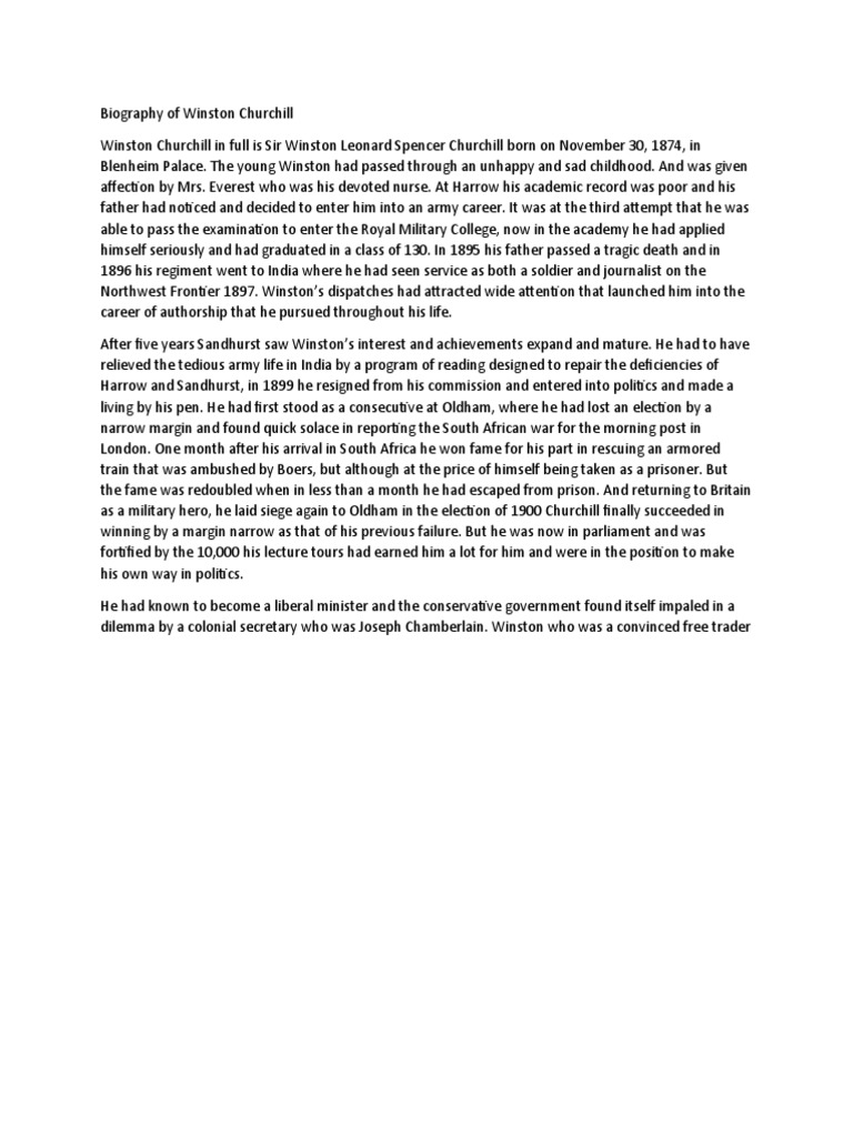Biography of Winston Churchill | PDF