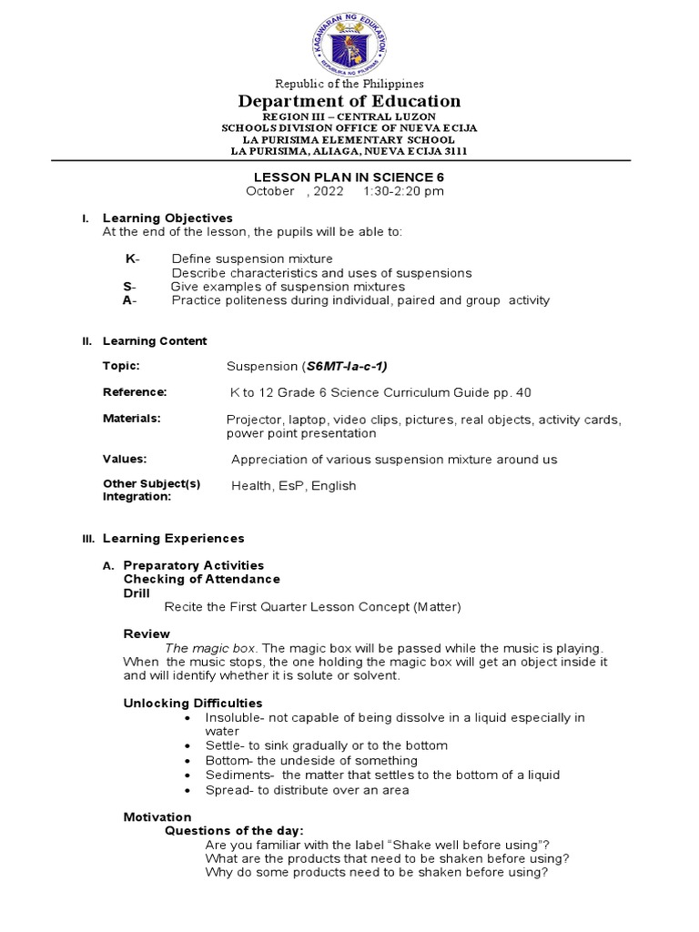 First COT | PDF | Mixture | Suspension (Chemistry)