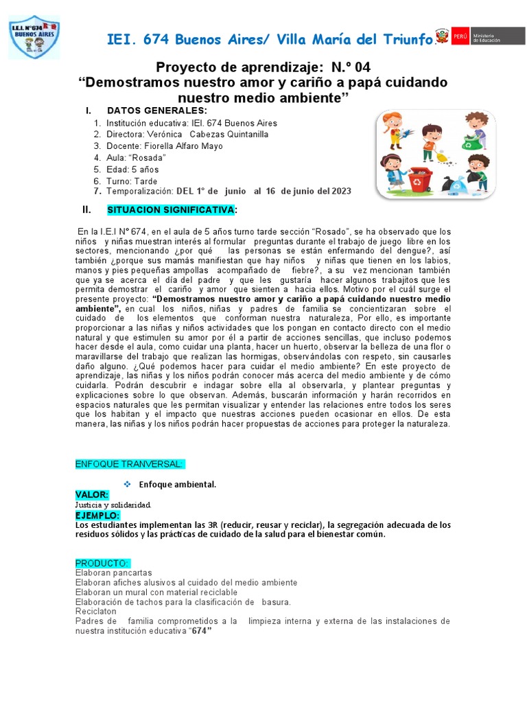 4 To Proyecto 5 Años 674 | PDF | Evaluación | Aprendizaje