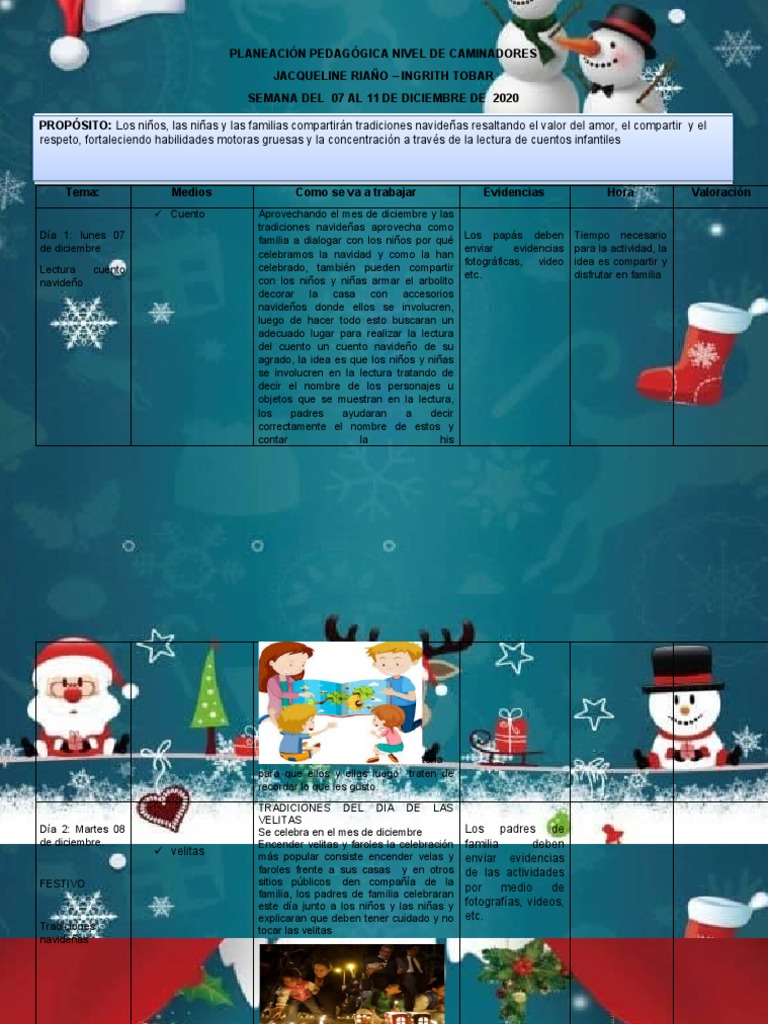 PLANEACIÓN DEL 7 Al 11 de Diciembre 2020 | PDF | Navidad