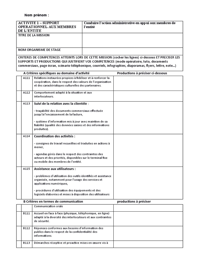 Ma Grille de Competences Vierge | PDF