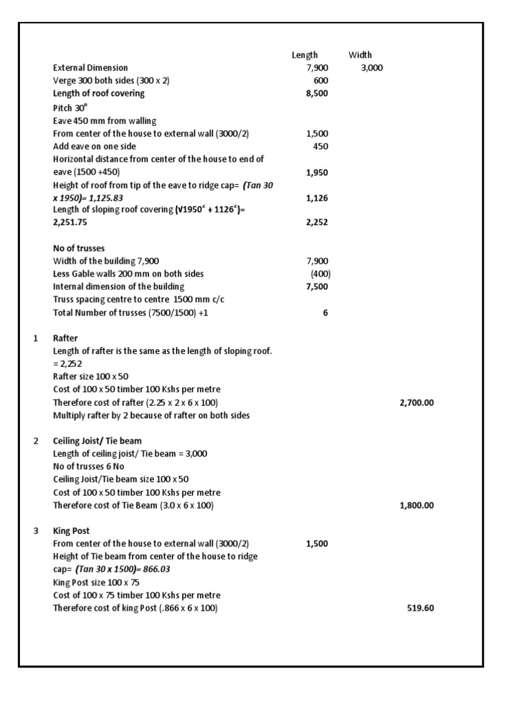 Roof Costing (Worked) | PDF