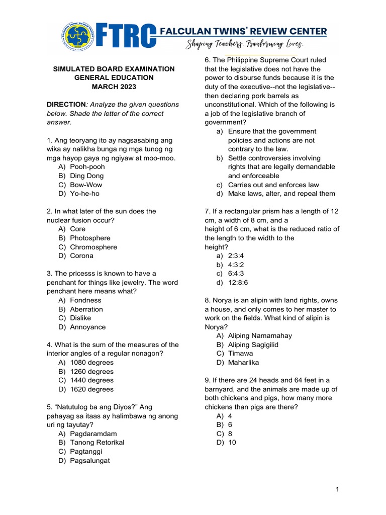 Sbe Gen Ed March 2023 Questionnaire | PDF | Cell (Biology) | Fahrenheit Sbe Gen Ed March 2023 Questionnaire | PDF | Cell (Biology) | Fahrenheit