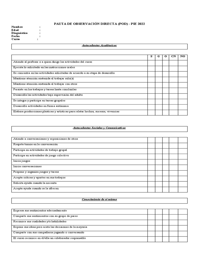 POD PAUTA DE OBSERVACION DIRECTA | PDF
