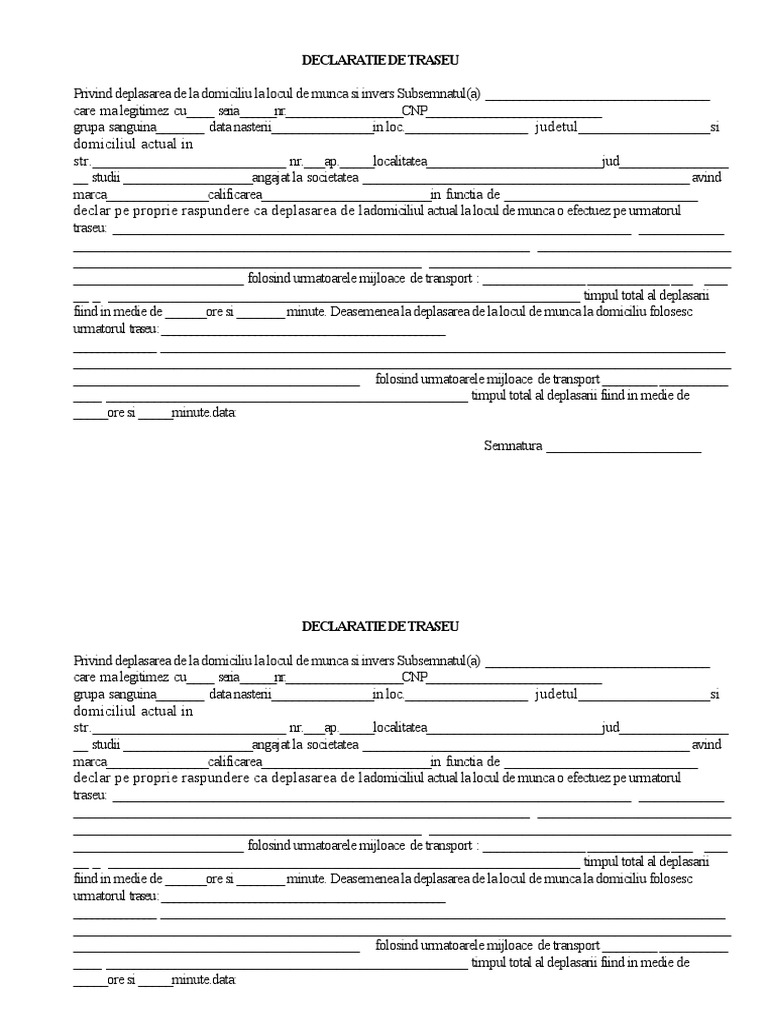 Declaratie de Traseu | PDF