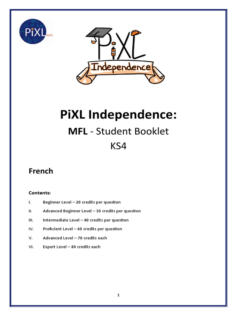 PiXL Independence - MFL - GCSE - FRENCH - STUDENT BOOKLET | PDF