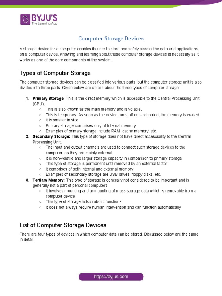 List of Computer Storage Devices | PDF