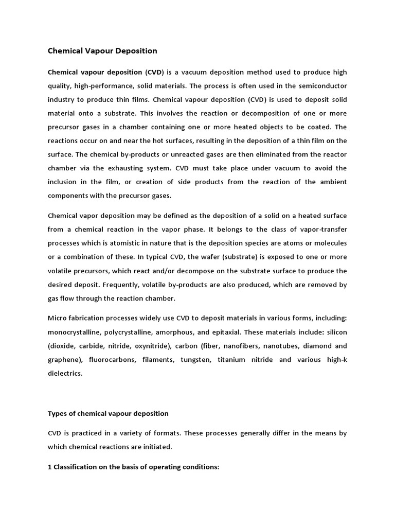 Chemical Vapour Deposition | PDF