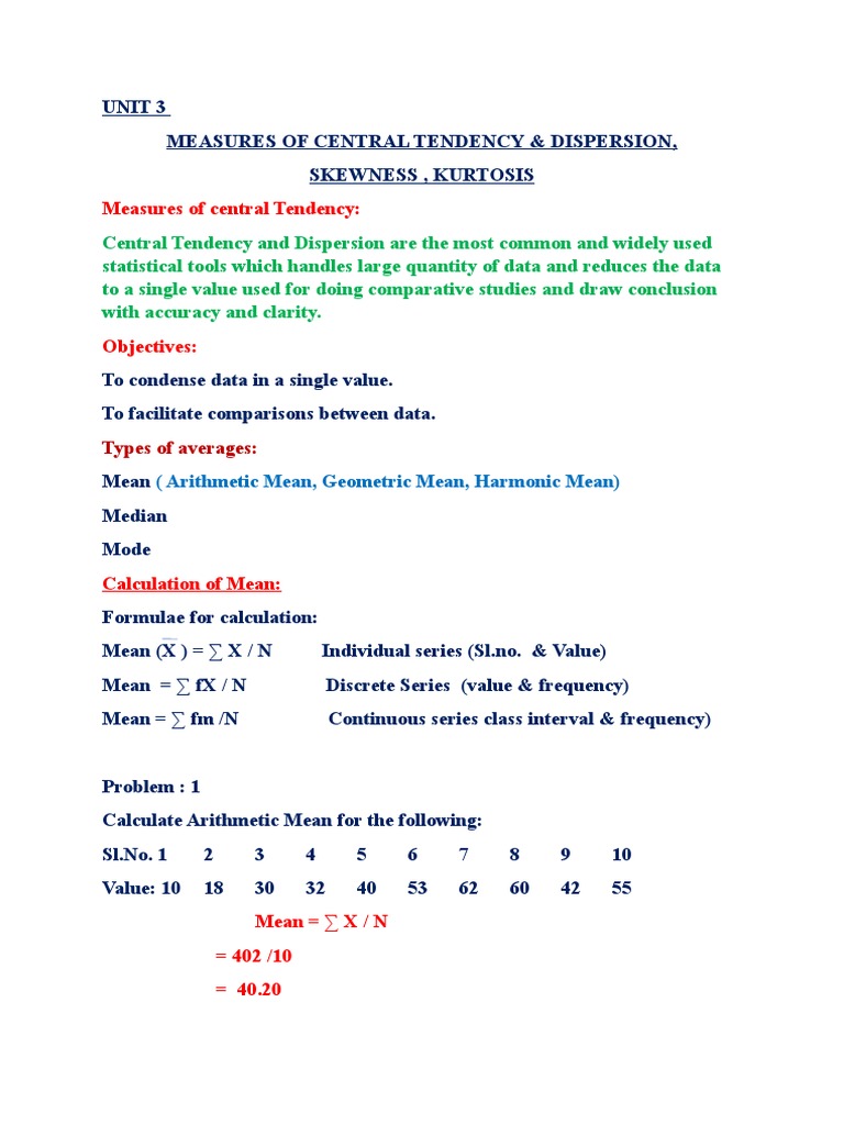 Caiib Abm Statistics Unit 3 | PDF | Mode (Statistics) | Mean