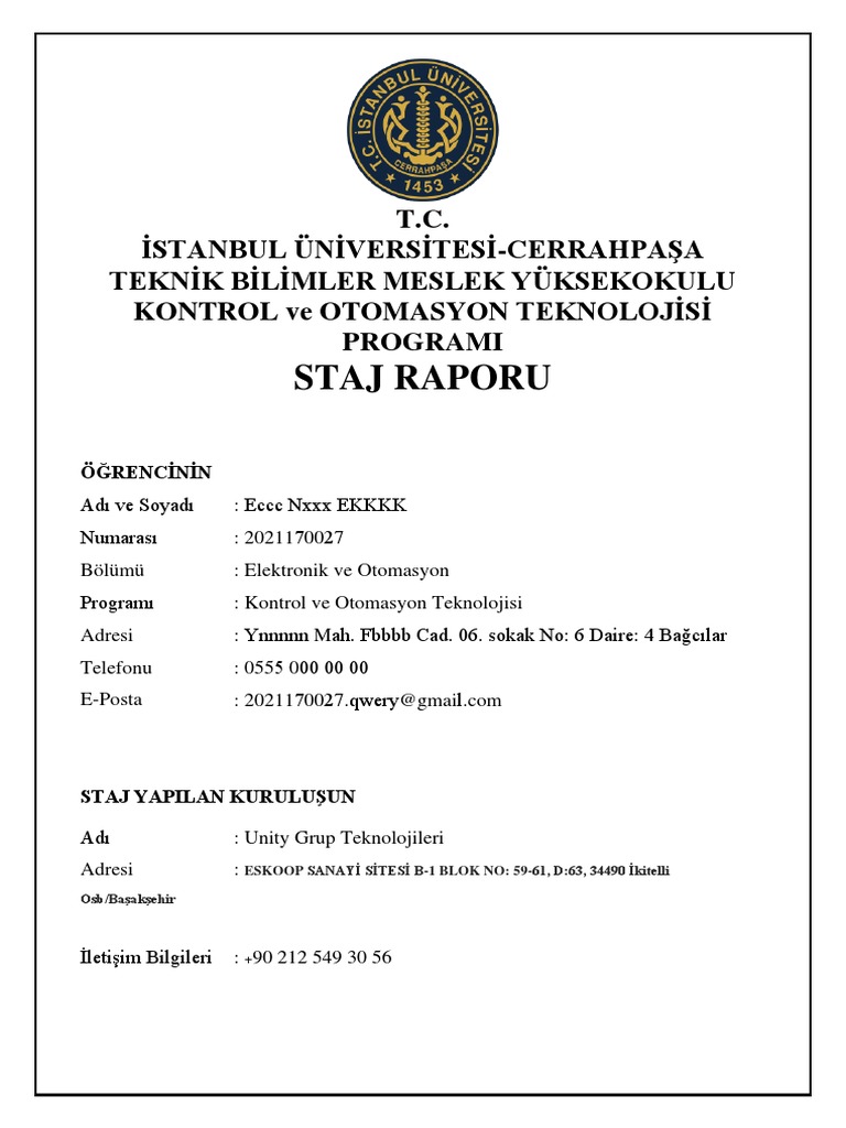 Staj Defteri Ornek3 | PDF