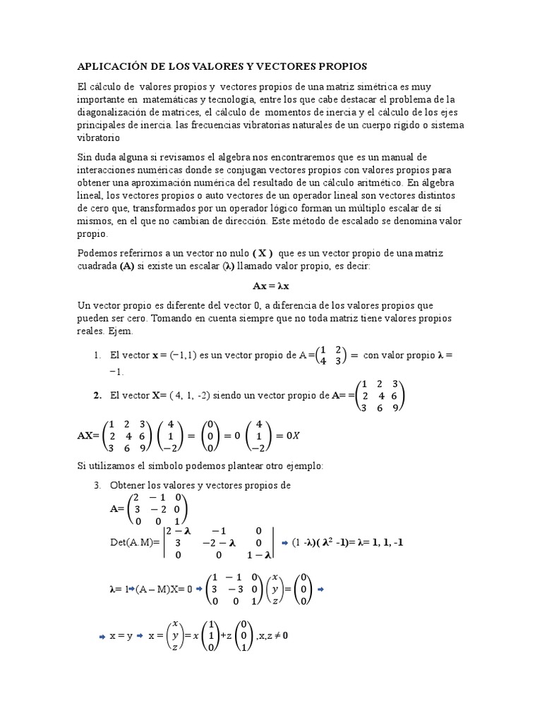 Aplicación de Los Valores y Vectores Propios | PDF