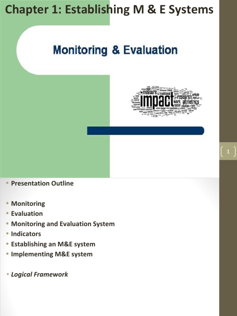 Lesson 1 - Establishing M & E Systems | PDF