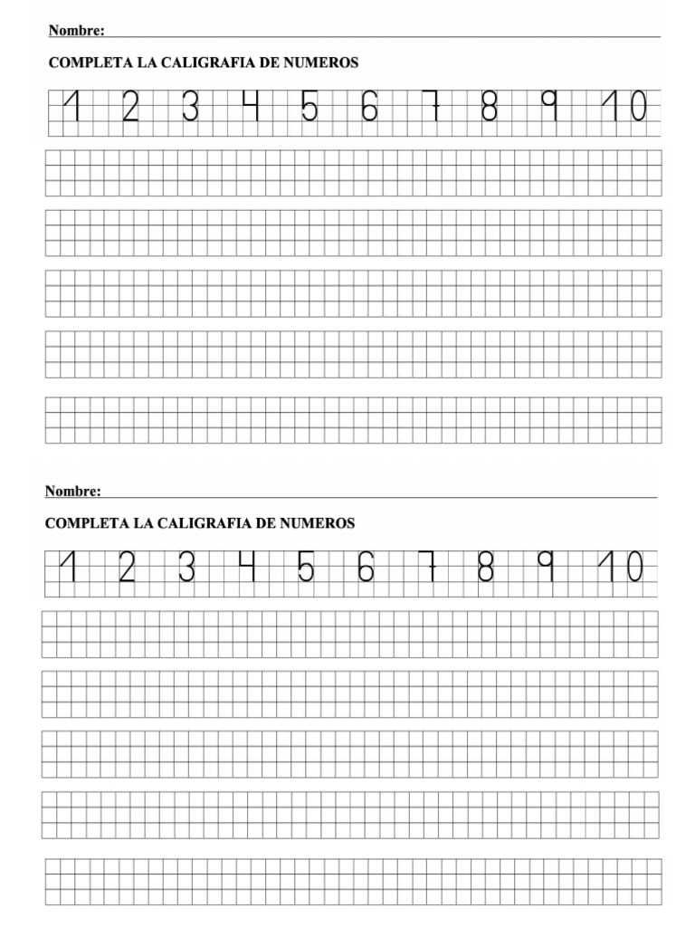 CALIGRAFÍA DE NÚMEROS | PDF