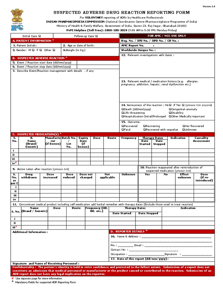 ADR Reporting Form 1.4 | PDF