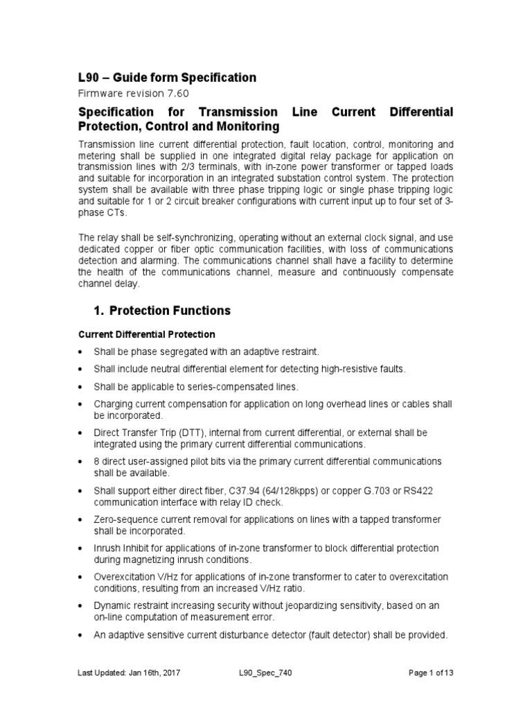 L90 Spec | PDF | Radius | Relay