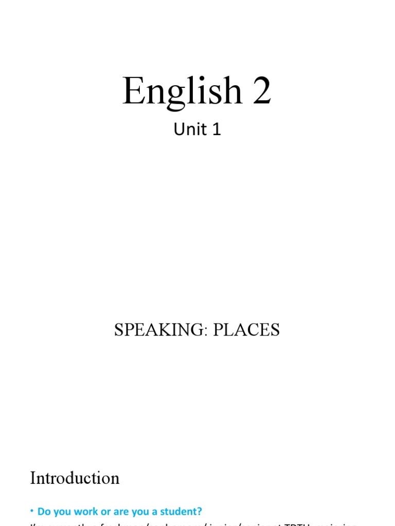 English 2: Unit 1 | PDF