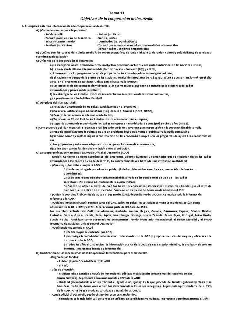 Tema 11 Documento Guía Sobre Cooperacion Al Desarrollo 2021 | PDF | Ayuda para el desarrollo ...