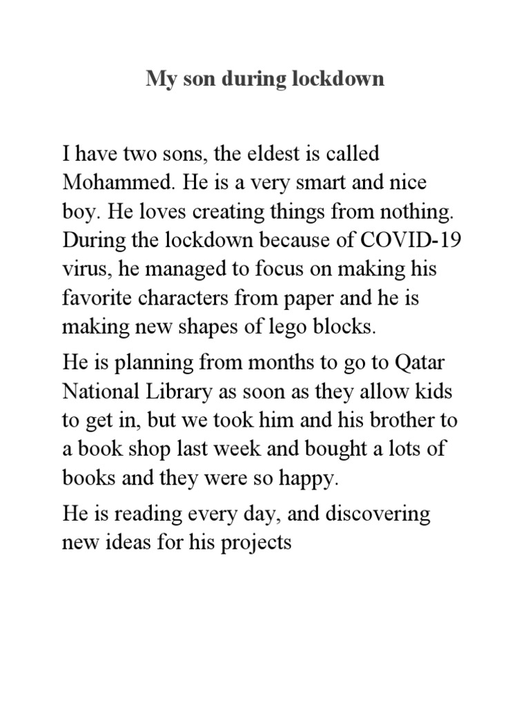 My Son During Lockdown | PDF