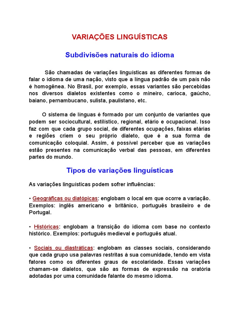 Variações Linguísticas | PDF