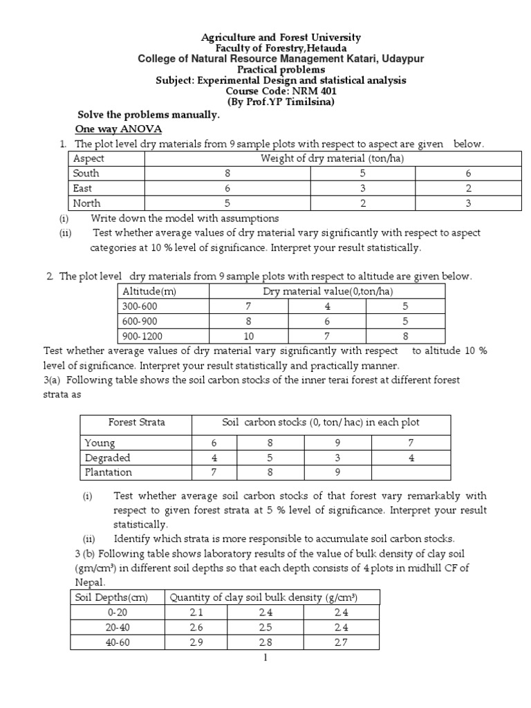 6 Practical Problems Exp Design (All Units) | PDF