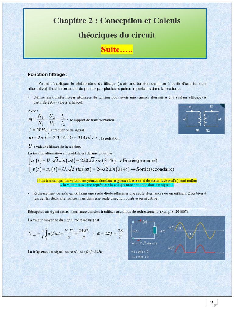 Conception et Calculs de Circuits de Filtrage et Redressement | PDF ...
