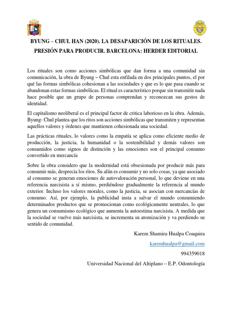La Desaparición de Los Rituales. | PDF