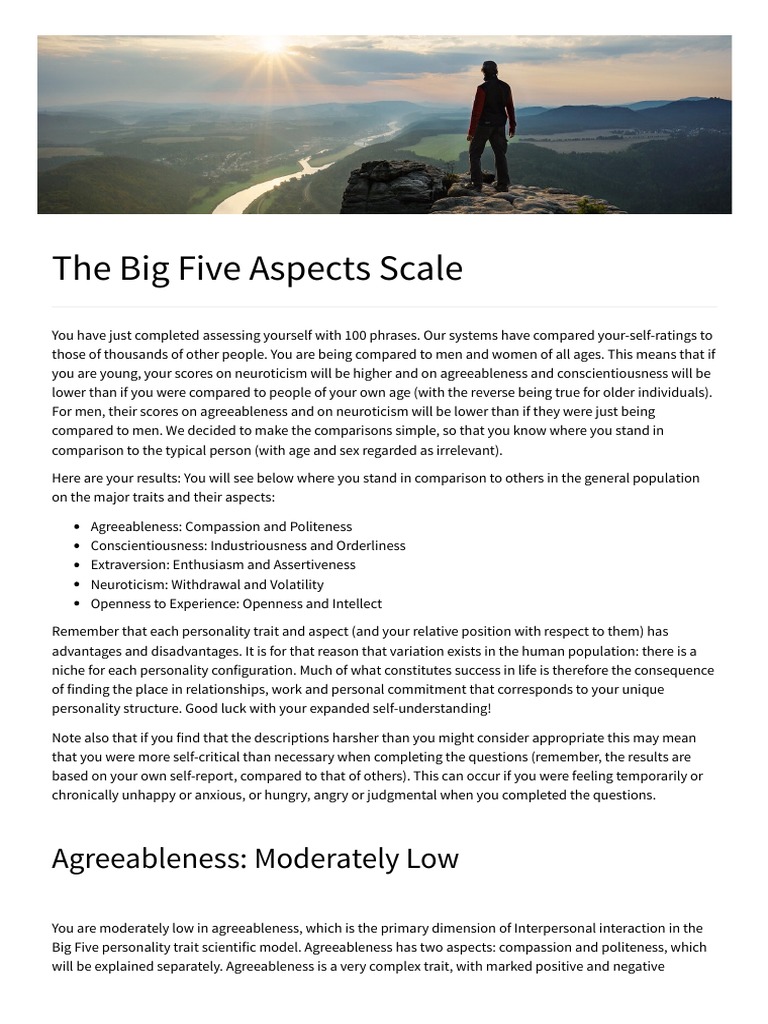 Understand Myself - The Big Five Aspects Scale | PDF | Extraversion And Introversion | Anxiety