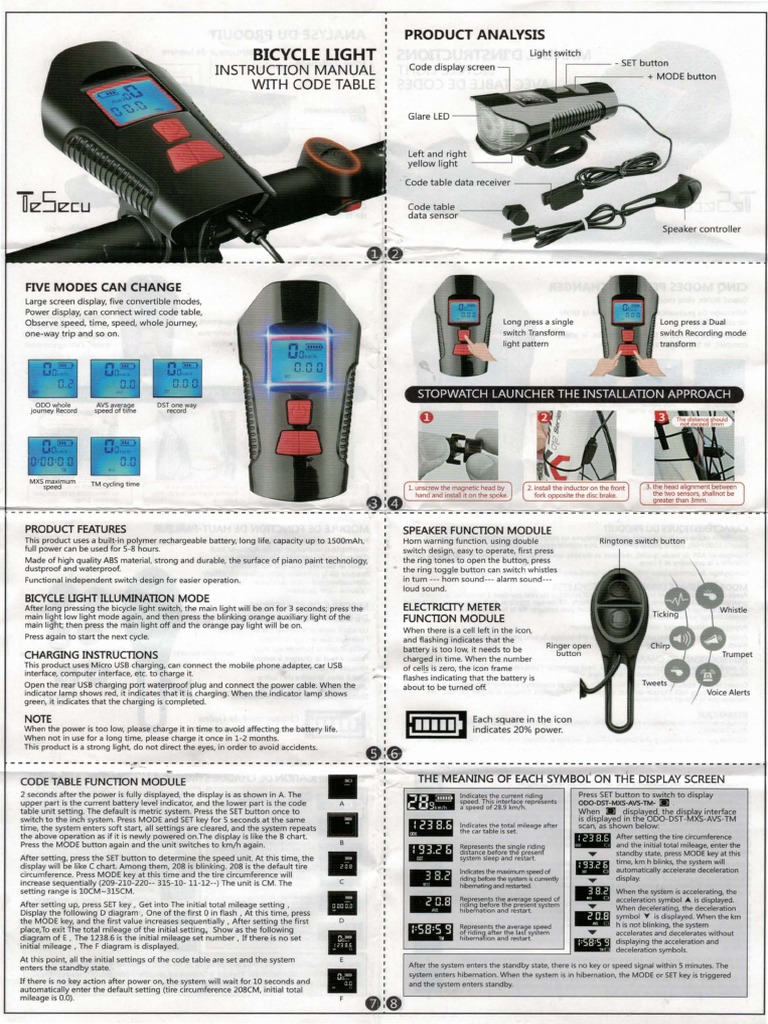 MANUAL-TeSecu_Bicycle Light | PDF
