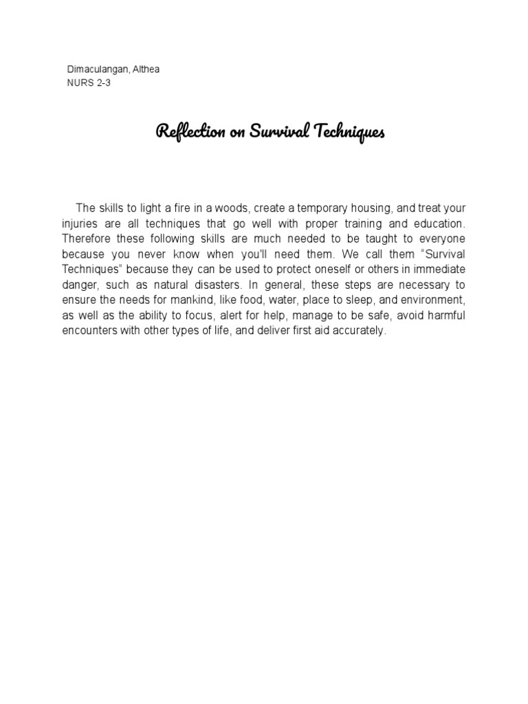 Dimaculangan Althea Reflection | PDF