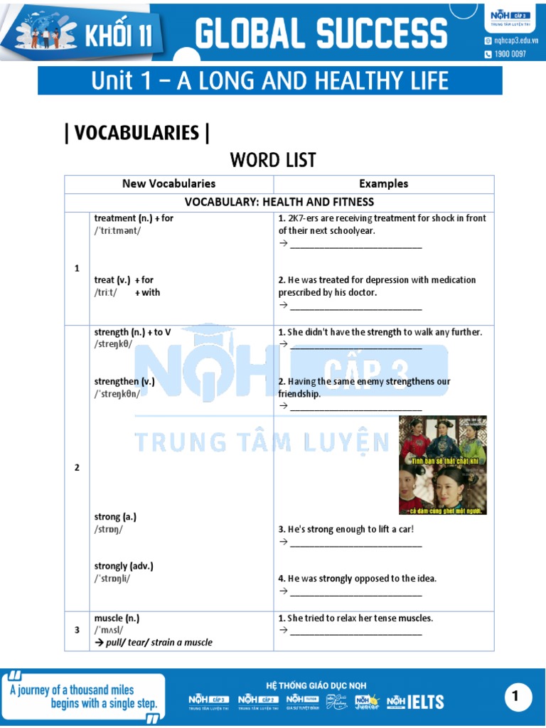 GLOBAL SUCCESS VOCAB UNIT 1 | PDF
