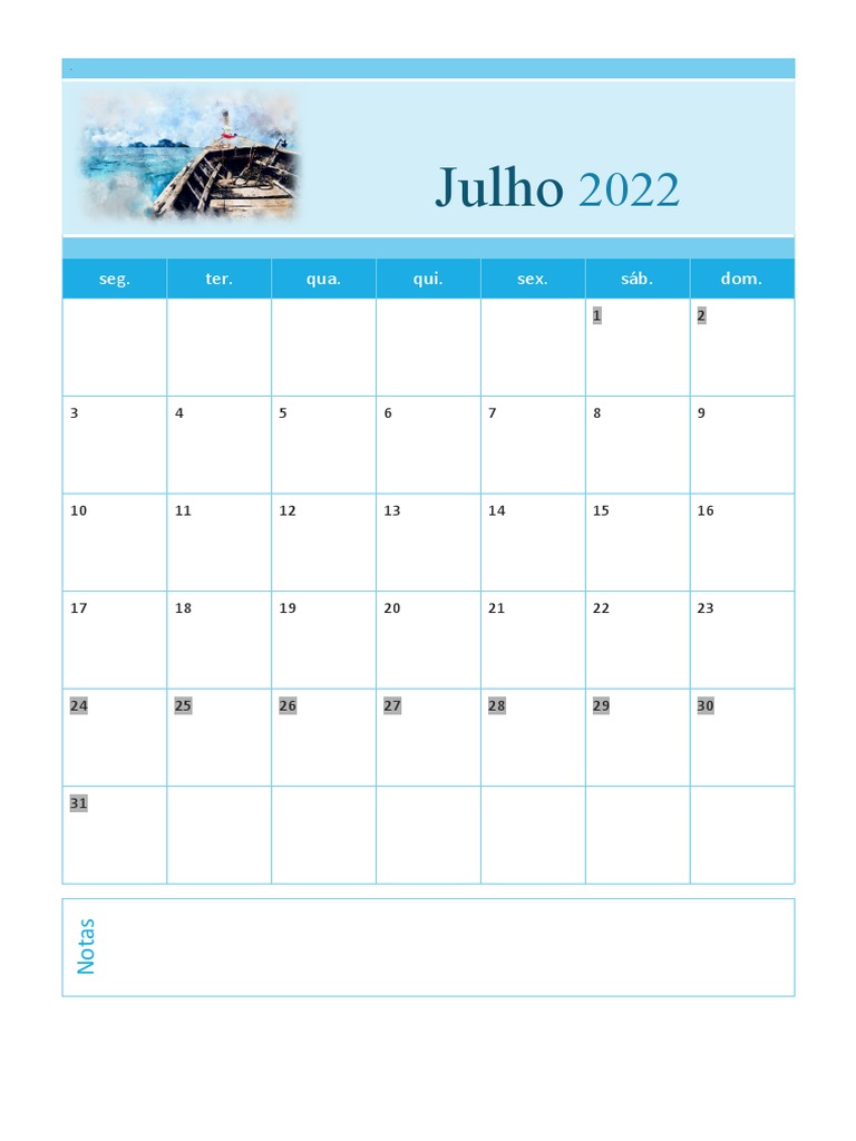 Calendario Julho | PDF