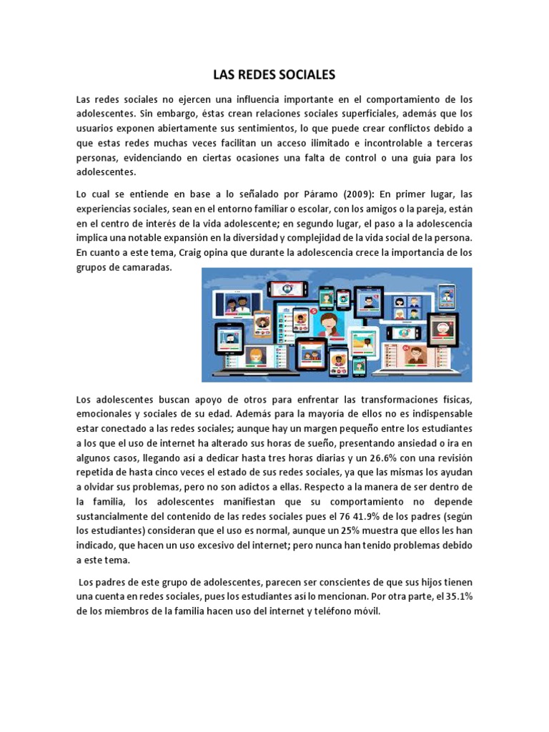 Las Redes Sociales 5° | PDF | Salud y bienestar | Ciencias sociales
