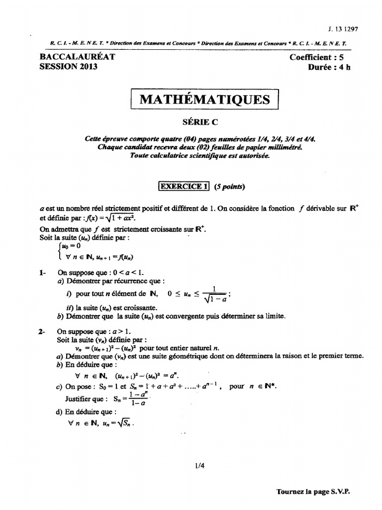 Bac C Math 2012 | PDF