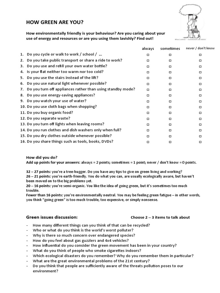 How Green Are You - Questionnaire - Discussion | PDF