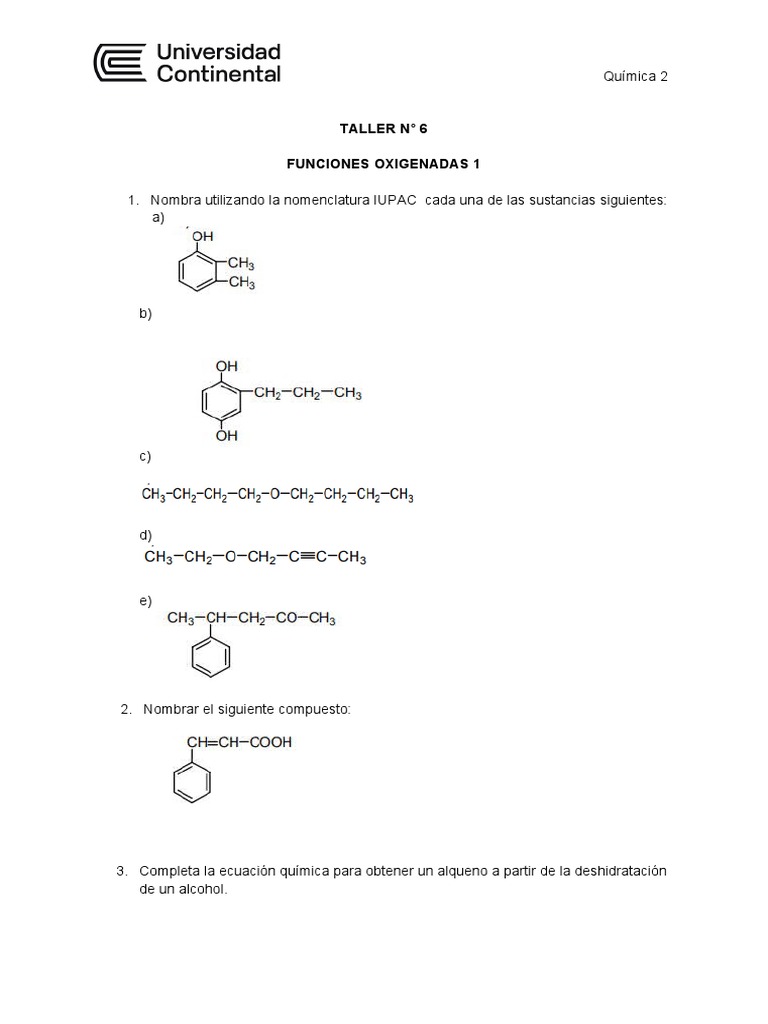 Taller #6 Funciones Oxigenadas-Corregido | PDF