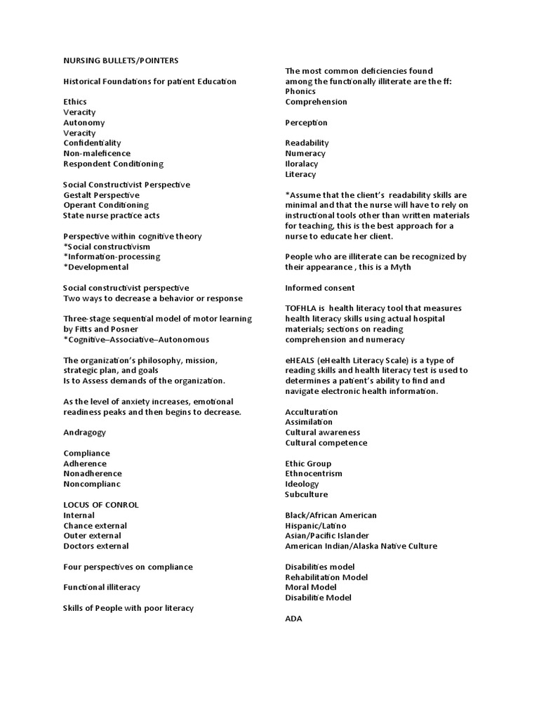 NURSING-BULLETS-HES-008-TERM-1 | PDF