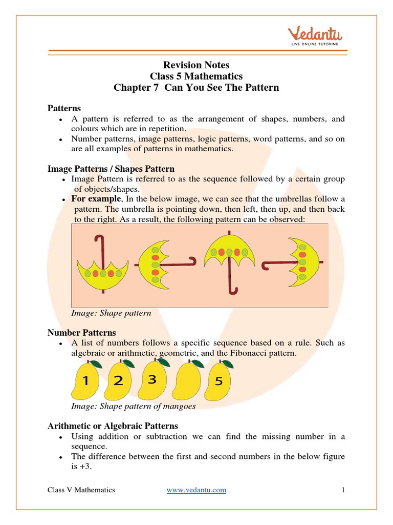 Can You See The Pattern Class 5 Notes CBSE Maths Chapter 7 (PDF) | PDF