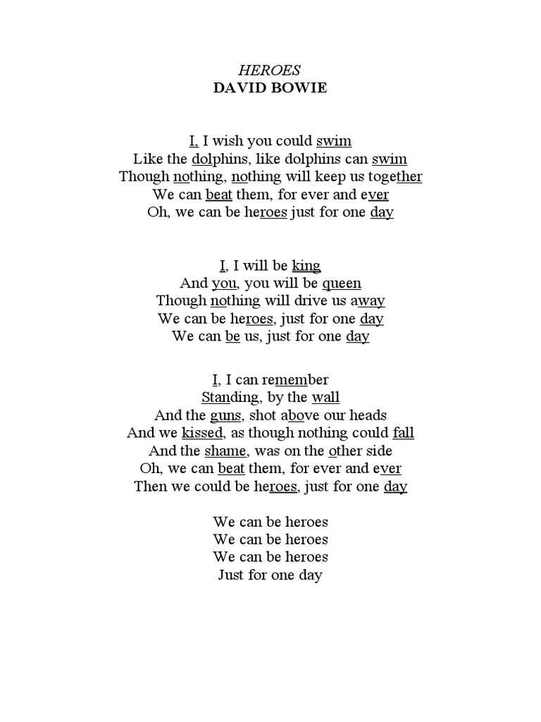 Heroes - Lyrics | PDF